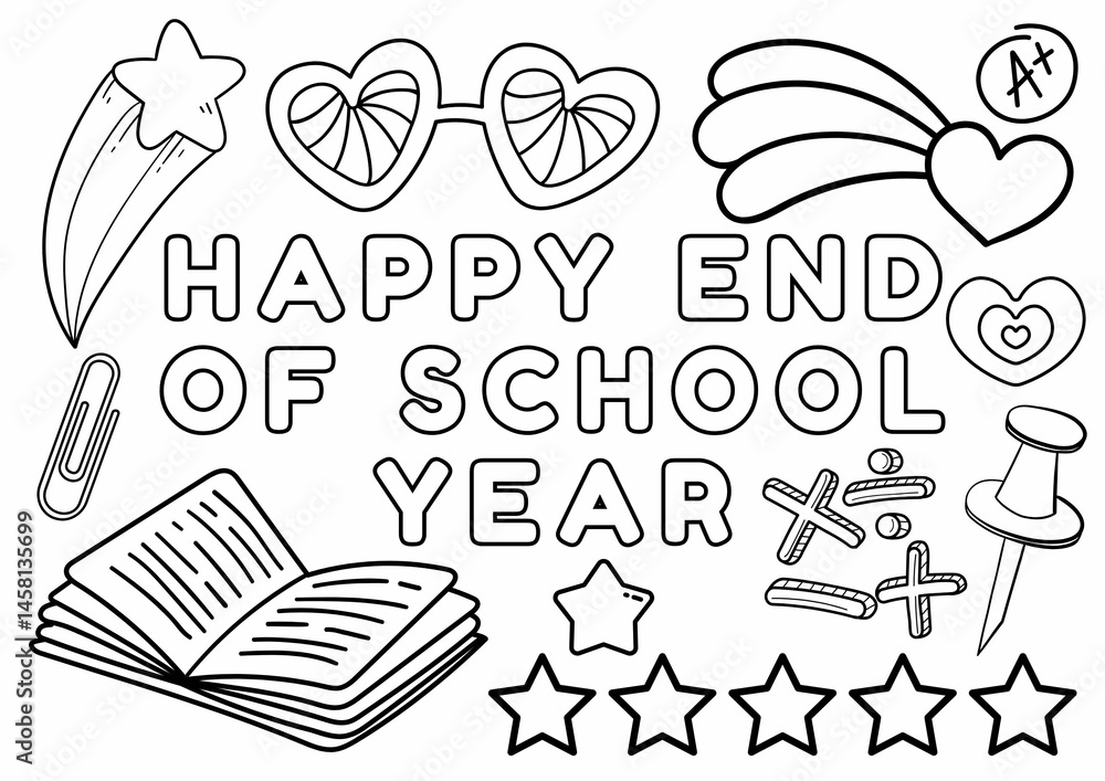 End of The Year Coloring Pages, Creative Activity for Kindergarten ...