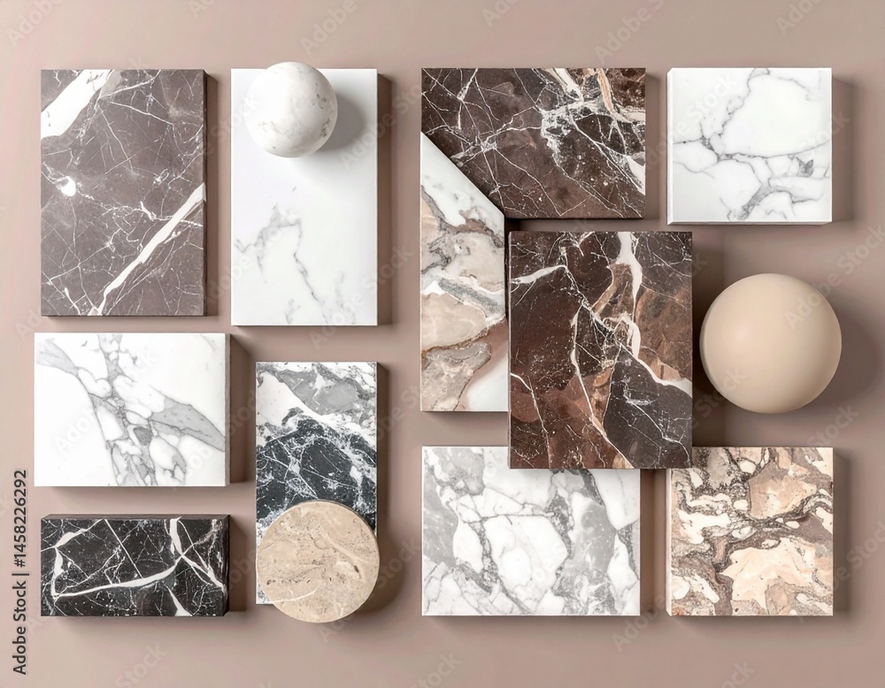 geometric concrete design mood board with concrete tiles color palette ...