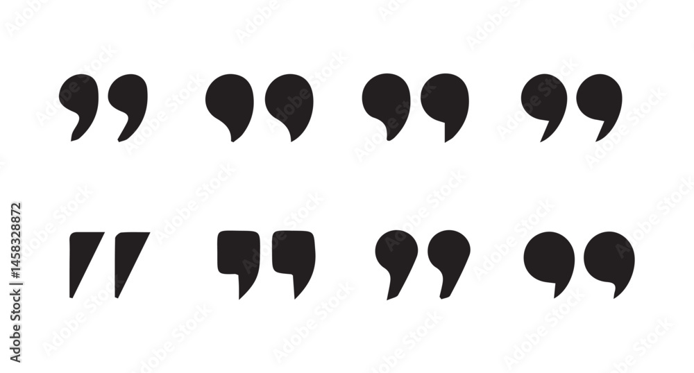 Set of quote mark. Quotes icon vector set. Quotemarks outline, speech ...