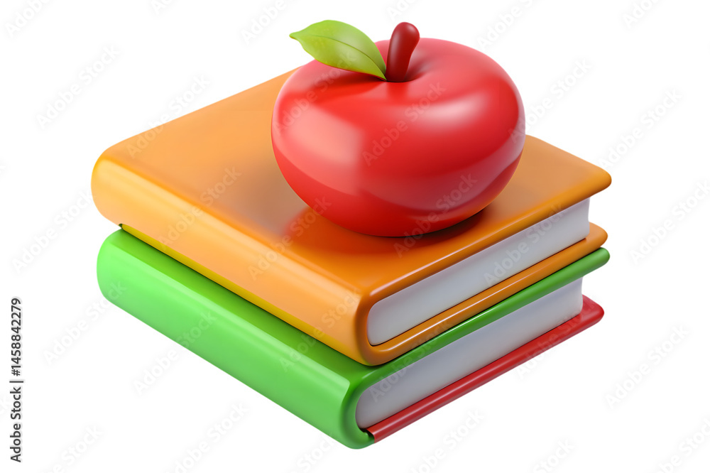 Books and Apple PNG – For school posters, teacher gifts, education ...