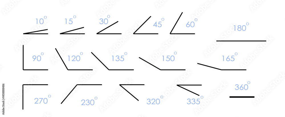 Degree angle icon set. Various angle symbols for mathematical and ...