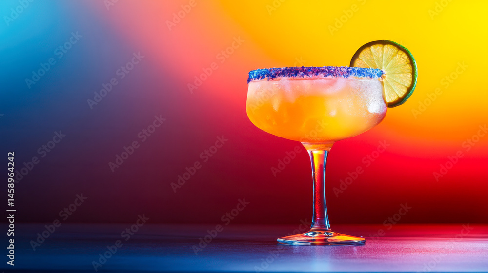 Colorful margarita cocktail with vibrant gradient background and ...