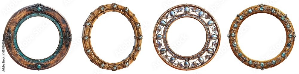 Crafted 3D Collection of Dafli, circular frame drum with mirror ...