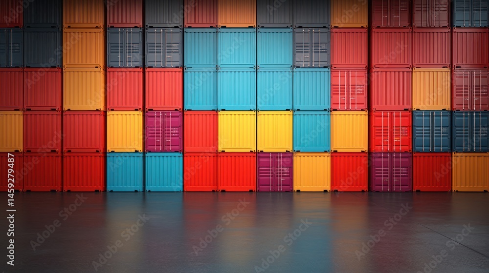 Colorful Cargo Containers: A vibrant wall of shipping containers ...
