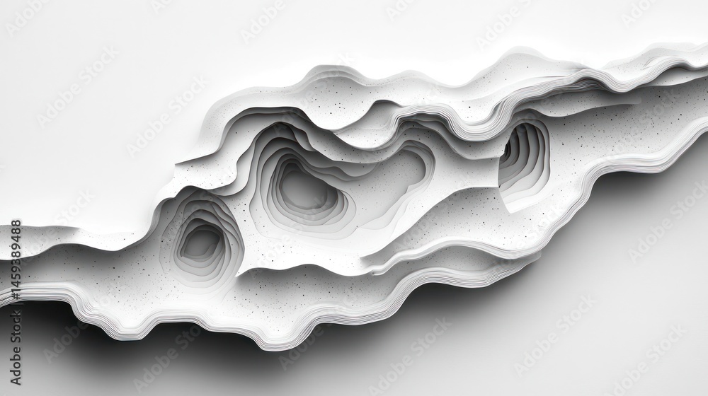 Captivating Monochromatic Topography A Digital of Undulating Layers and ...