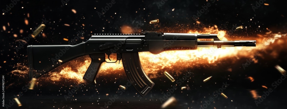 Special Ops Concept: Tactical Team Member Firing Assault Rifle with ...