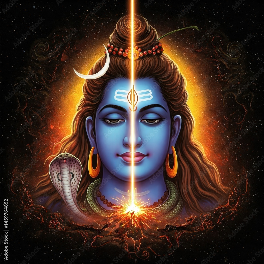 Stock-Illustration „Mahadev Shivji Bholenath Shankar Neelkanth Adiyogi | Shiva third eye beam ...