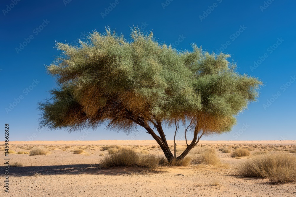Lone Tamarisk Tree (Tamarix articulata) Standing Resiliently Amidst the ...