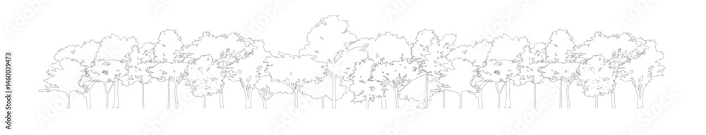Architectural Drawings, Minimal style cad tree line drawing, Side view ...
