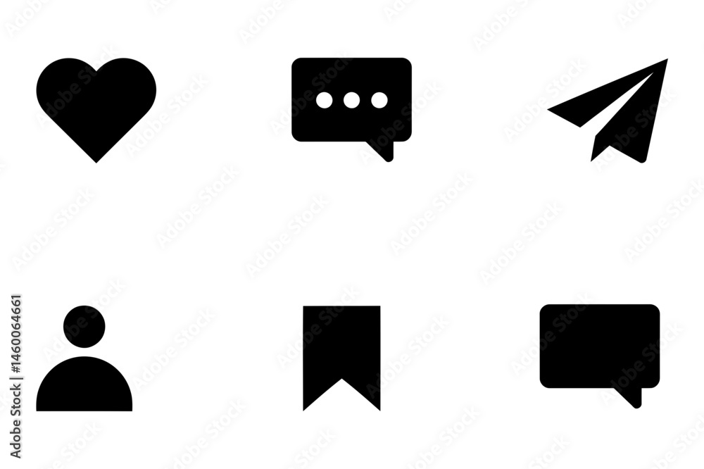 Social media icons like comment share and bookmark Stock Vector | Adobe ...