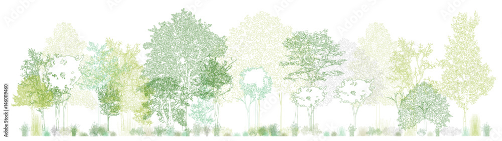 Vector de Stock Architectural Drawings, Minimal style cad tree line ...