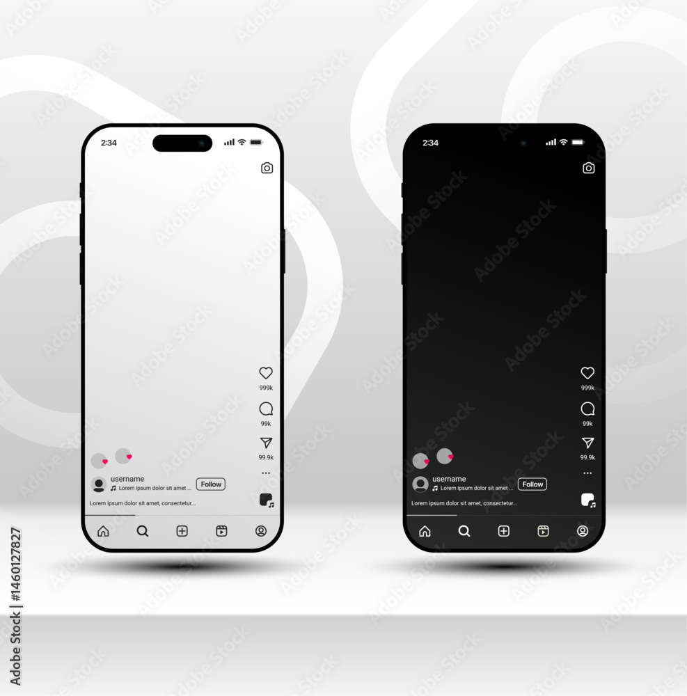 Instagram 2025 Reels frame layout UI mockup with iPhone 16 Pro Max in ...