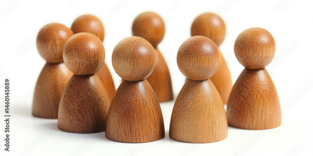 Wooden Figurines in a Circle: Representing Teamwork, Community, and ...