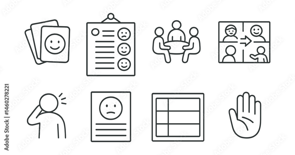 Line style icons of emotional literacy in school: emotion card deck ...