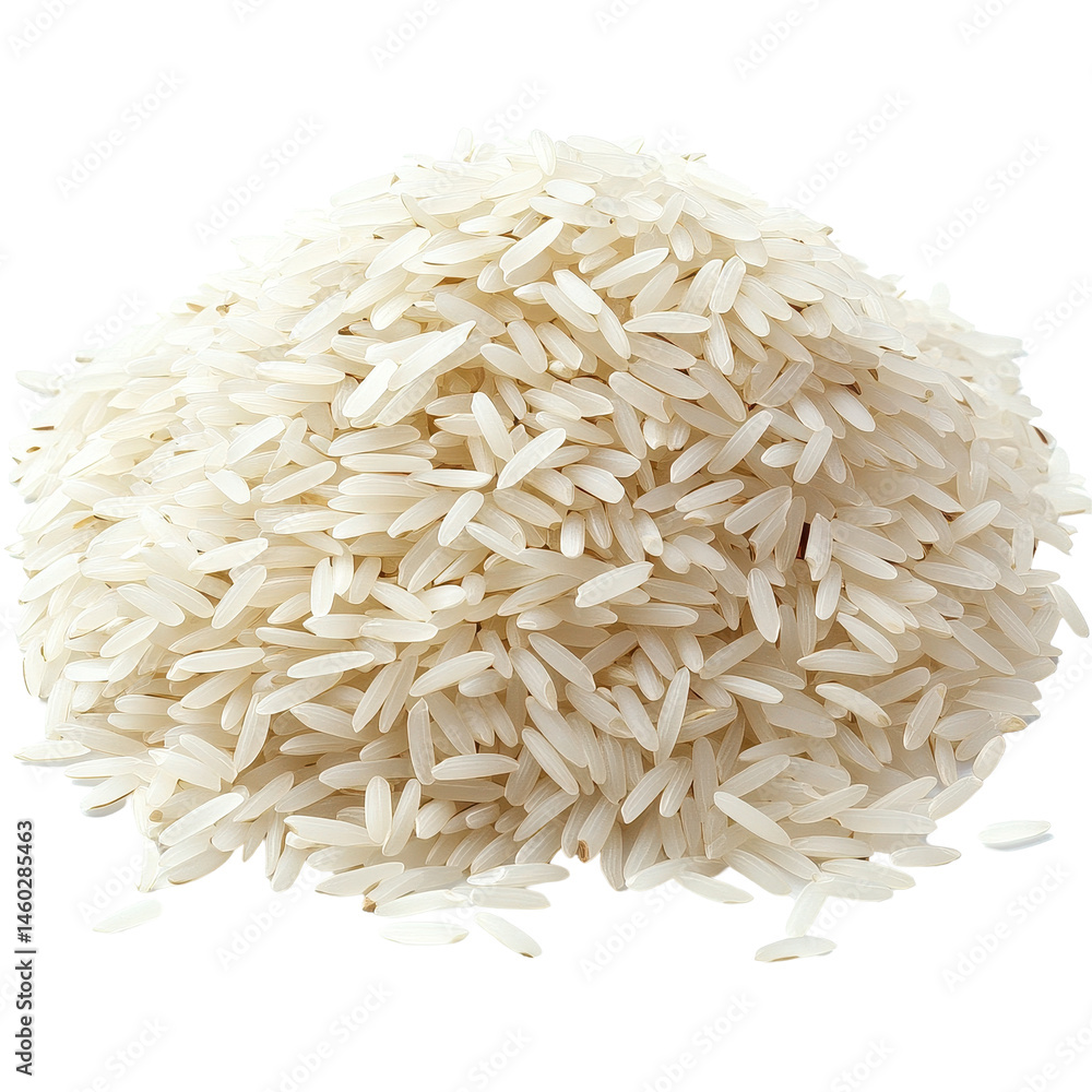 Pile of white rice isolated on a clean Transparent background for ...