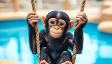 Swimming Pool Baby Chimpanzee Free Stock Photo - Public Domain Pictures