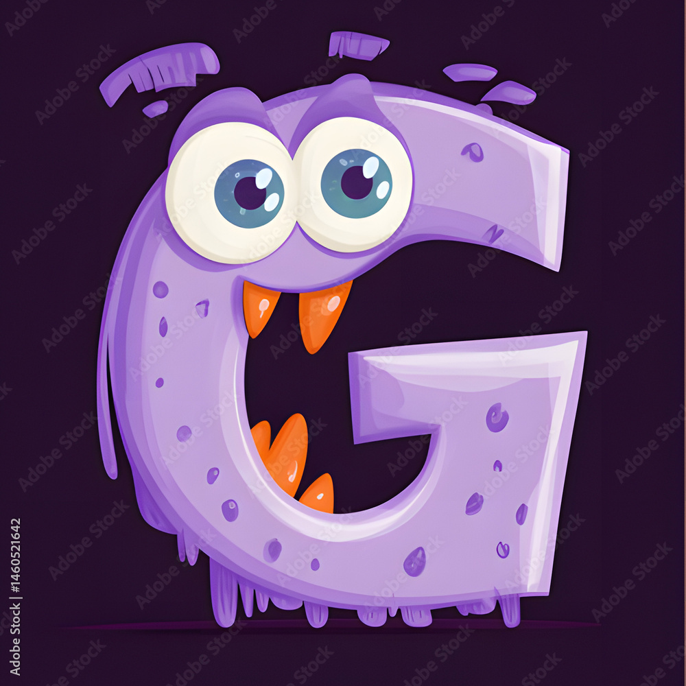 Spooky Halloween Font: Letter G as a Fearsome Monster Character. Eerie ...