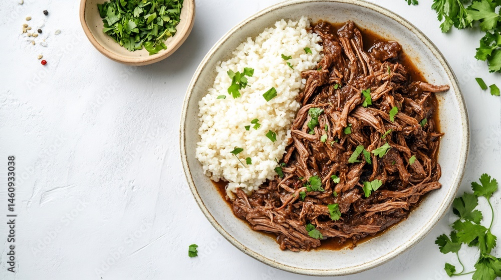 Overhead image of South African style shredded beef pap inspired Free ...