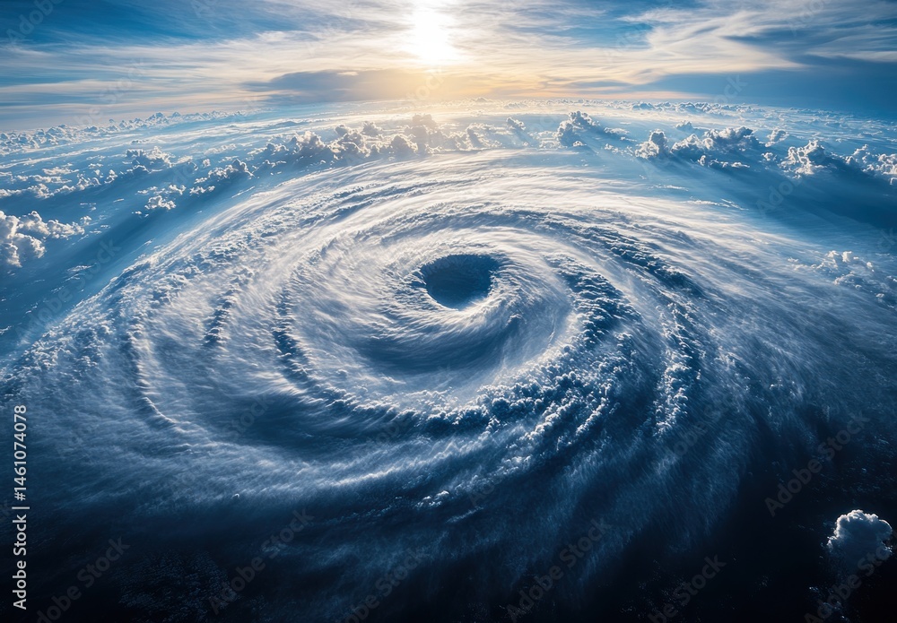 Aerial View of a Powerful Cyclone Forming Over the Ocean with Dramatic ...