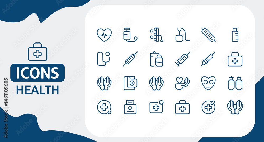 Hospital Services Icon Set Editable Vector Symbols for Medical ...