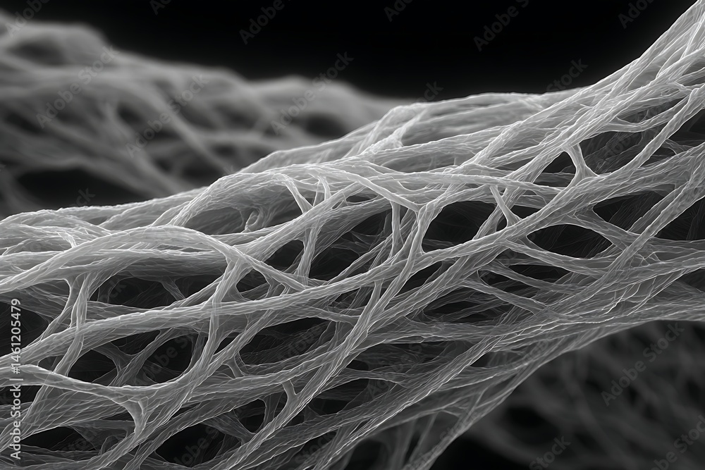 Real SEM image of aligned electrospun nanofibers forming a dense web ...