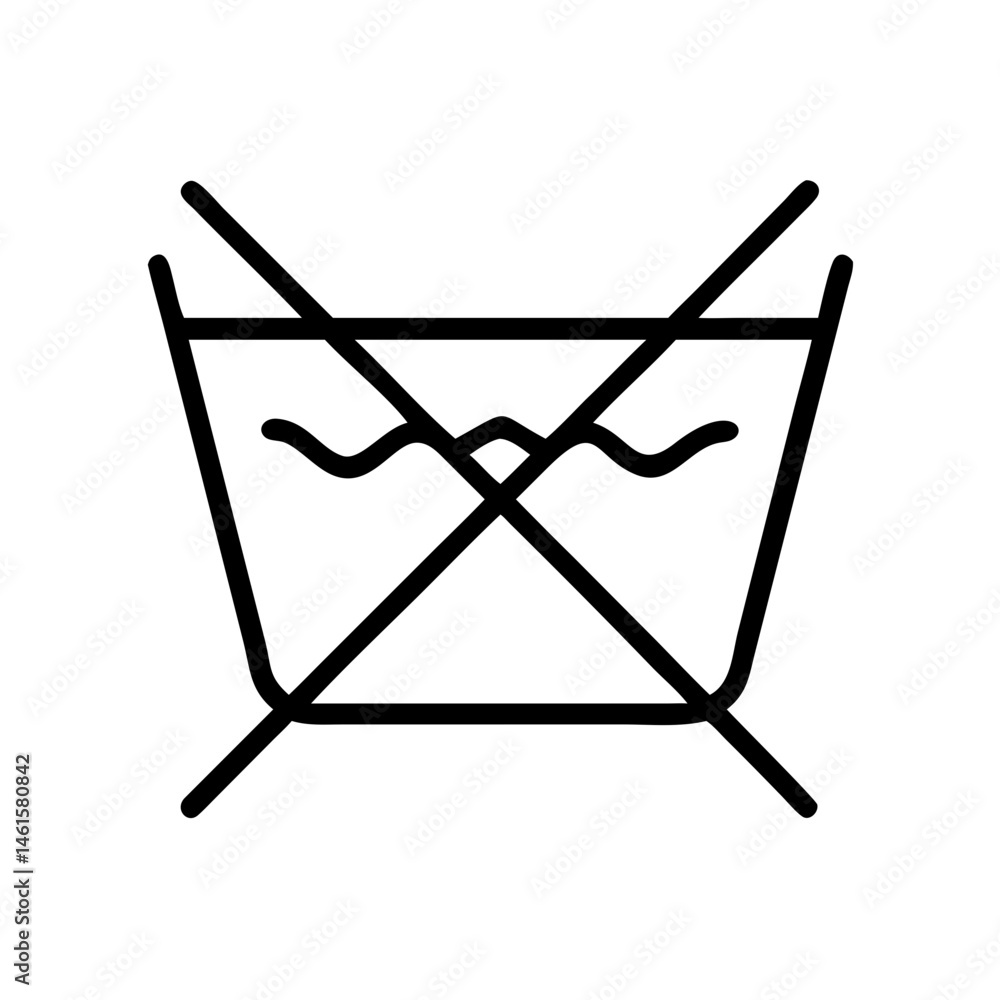 Do not wash icon in black outline. Clothing care, laundry symbol, wash ...