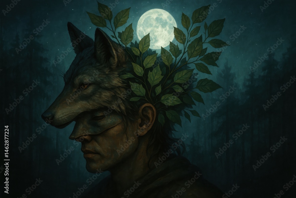 Fusion of man and nature reveals inner spirit under the bright full ...