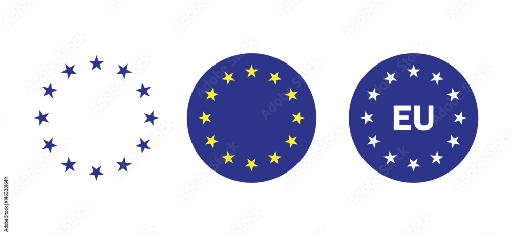 European union stars icon. EU stars circle symbol. round stars for eu ...