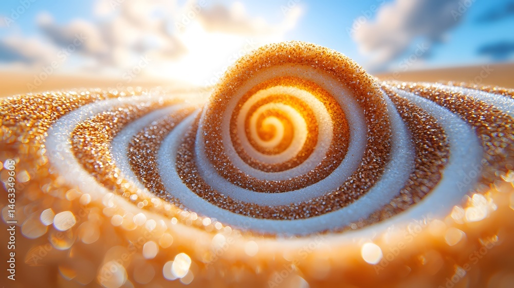 Golden Spiral Sand Swirl Under a Bright Sky Stock Photo | Adobe Stock