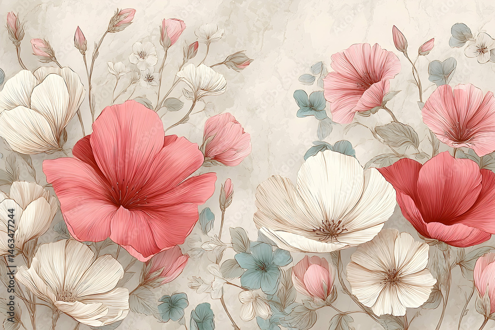 Delicate floral design in pastel colors. Stock Photo | Adobe Stock