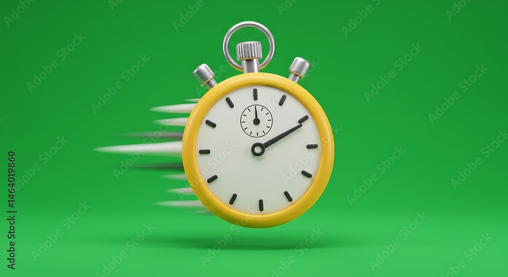 cartoon stopwatch with spinning hands, symbolizing rapid speed ...
