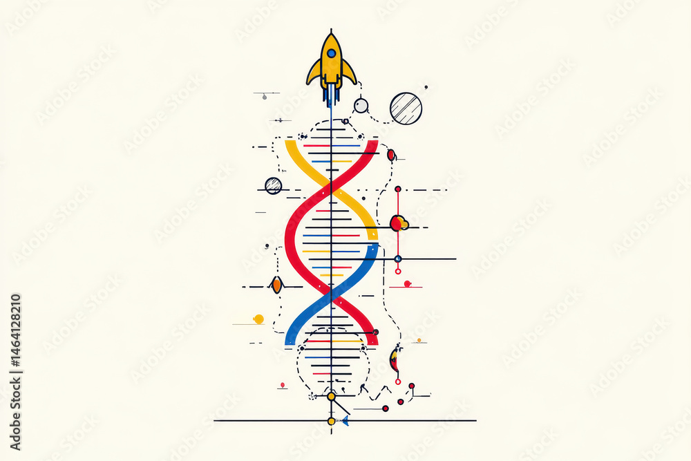 DNA helix structure illustration depicting scientific progress and ...