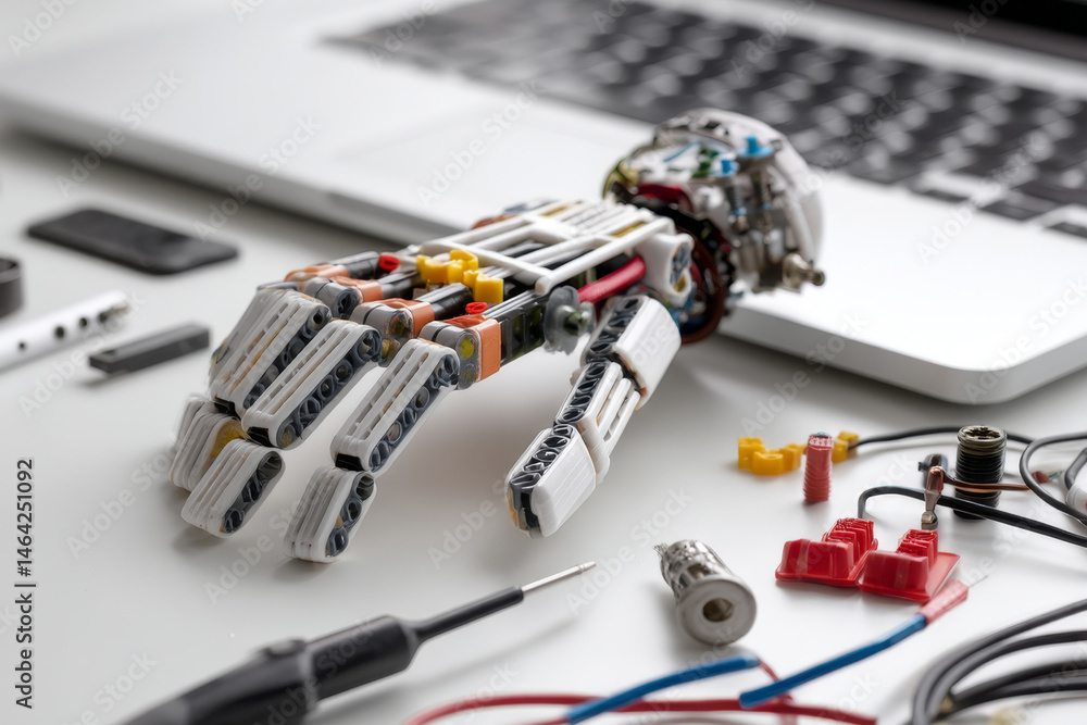 Robotic hand on desk for STEM and robotics education projects ...