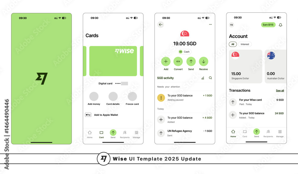 Wise (TransferWise) UI template for 2025 with redesigned money transfer ...