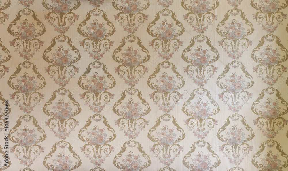 Old wallpaper on the wall. Old wallpaper for texture or background ...
