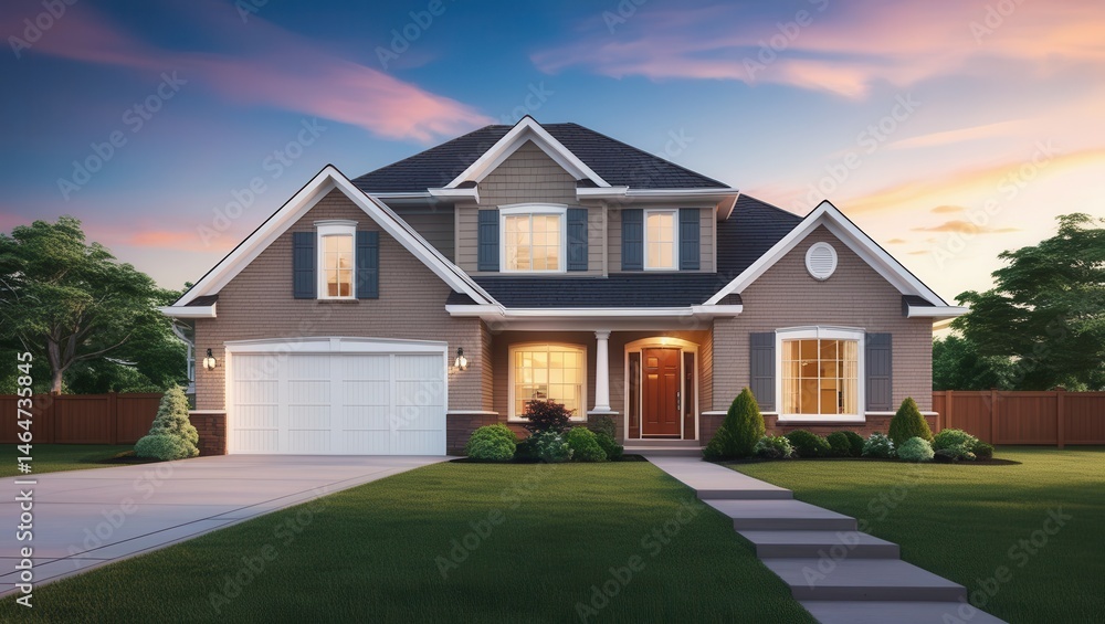 Architectural model layout, project of suburban cottage house with ...