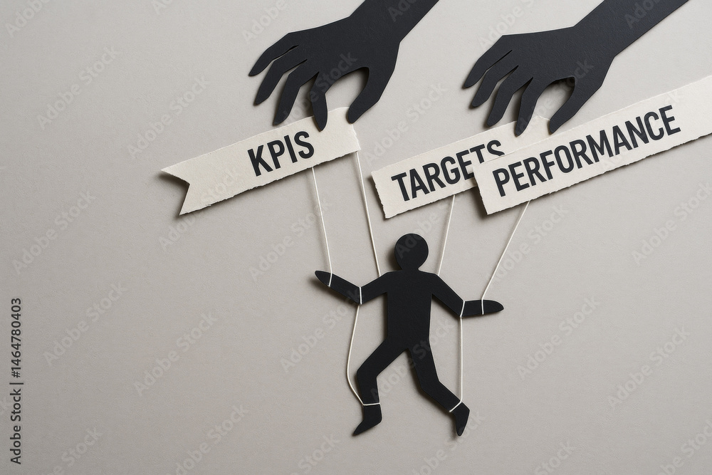 KPIs targets performance toxic control concept with paper cutout puppet ...