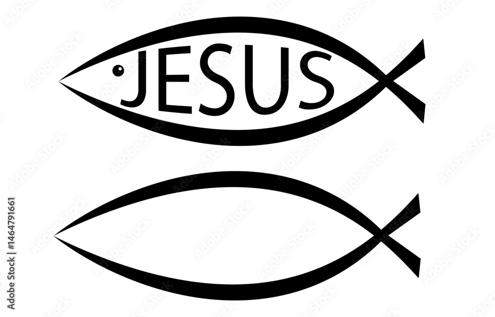 Two isolated logo of Icthys or Ichthus fish which can be edited and can ...