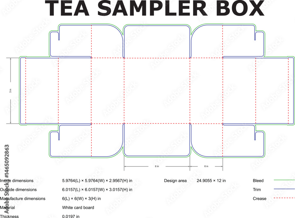 Image vectorielle Stock Detailed packaging template for a tea sampler ...