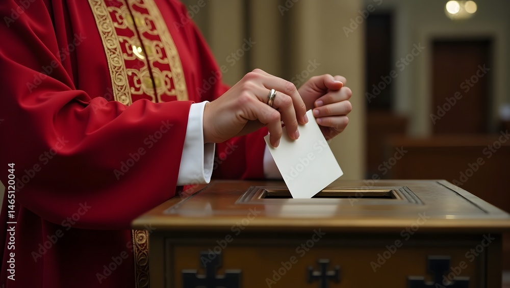 Cardinal Casting Ballot During Papal Conclave, Representation of a ...