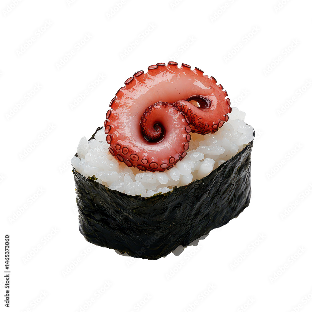 Tako Nigiri sushi with tender octopus slice bound to rice with nori ...