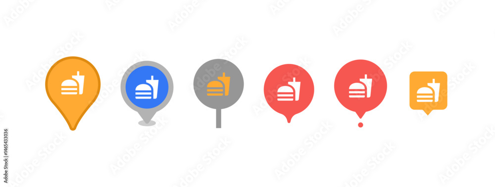 Pin location icon set in vector format. Includes map pins, GPS markers ...