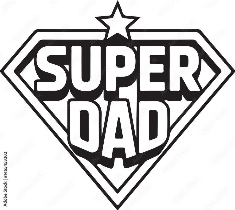 Super Dad Typography Emblem – Father's Day Hero Logo with Comic Style ...
