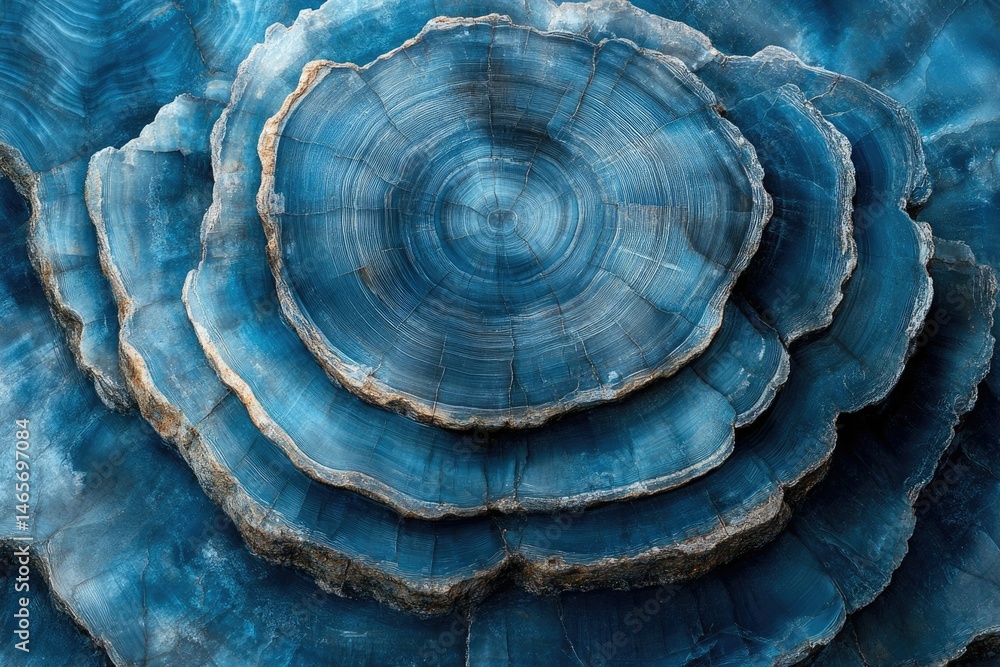 Layered blue mineral formation with concentric rings, resembling ...