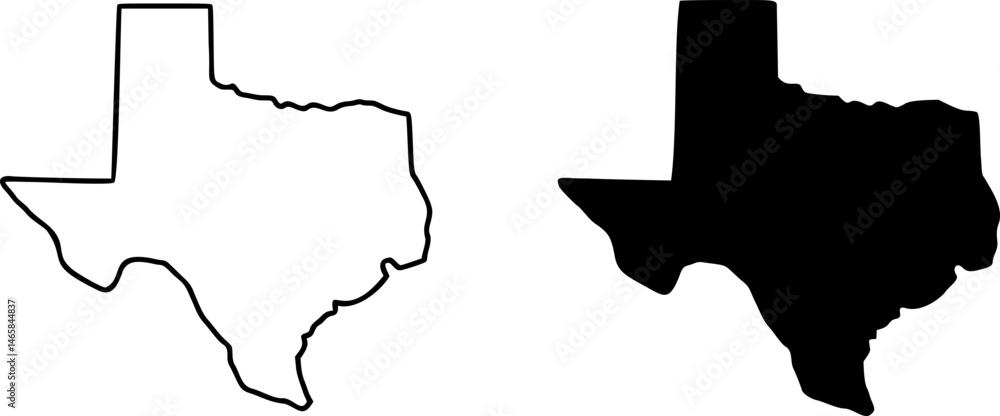 Texas state border map outline and silhouette vector graphic isolated ...