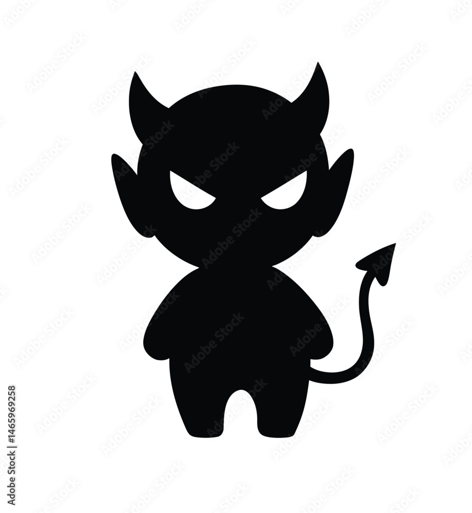 Little devil silhouette. This image shows a silhouette of a small devil ...
