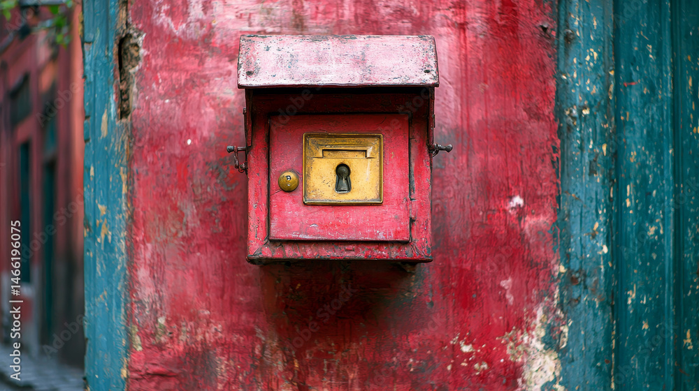 Traditional red colored old Indian mailbox post box letterbox. with ...