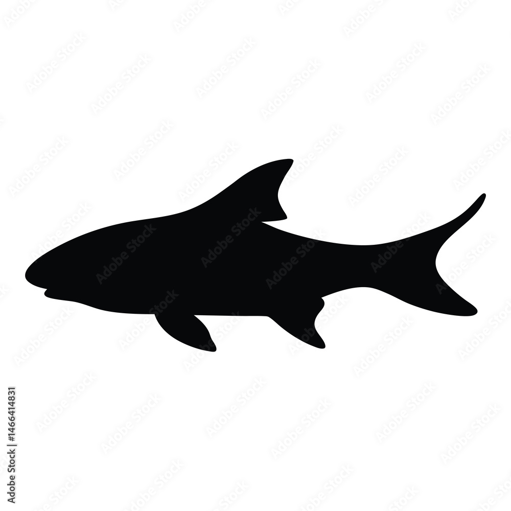 corydoras catfish vector silhouette icon, black and white illustration ...
