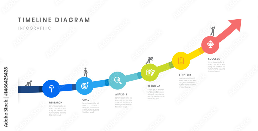 Business roadmap timeline infographic with 6 milestones elements ...