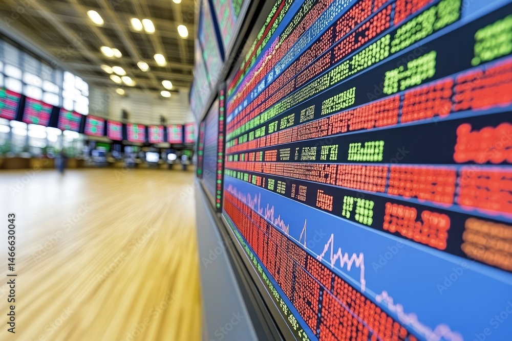 Large Digital Scoreboard Displayed in Empty Arena, Showing Game Stats ...